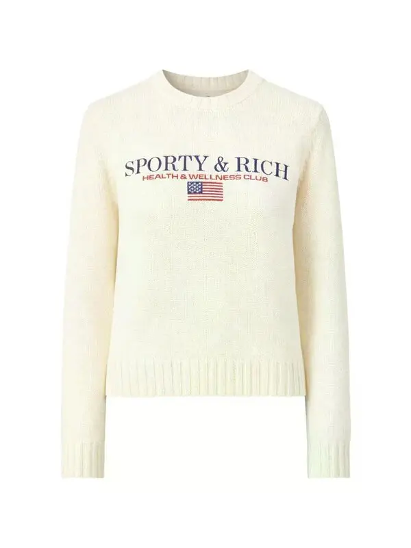 SPORTY & RICH Flag Detail Sweater - Neutrals