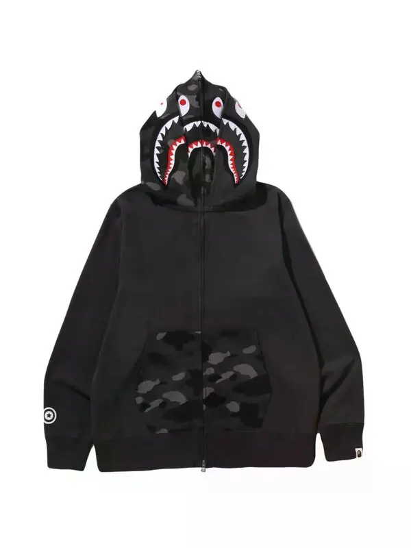 A BATHING APE Color Camo Shark Full-zip Hoodie - Black