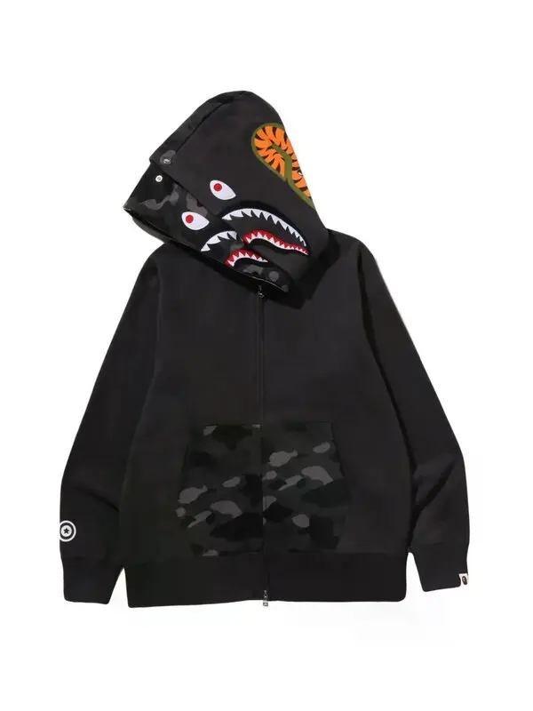 A BATHING APE Color Camo Shark Full-zip Hoodie - Black