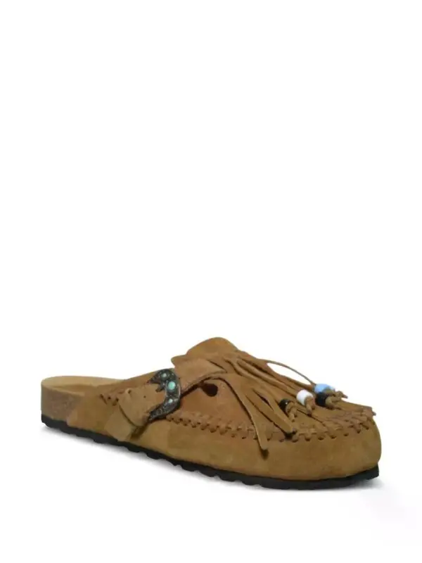 TAJI Caribe Tassel Buckle Mules
