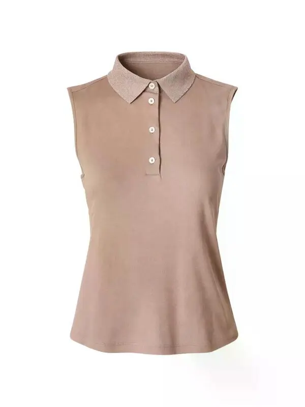GRAN SASSO Sleeveless Collared Polo Top - Neutrals