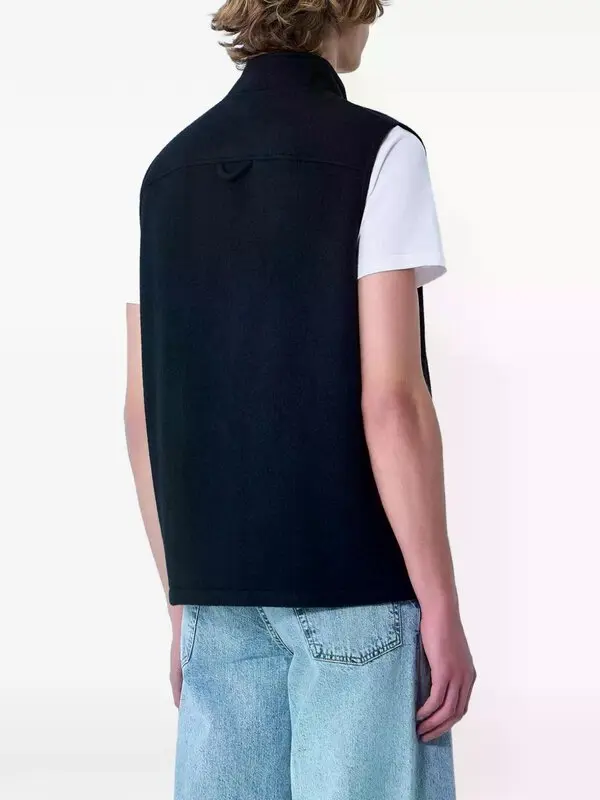RIER High-neck Zip-up Wool Vest - Black