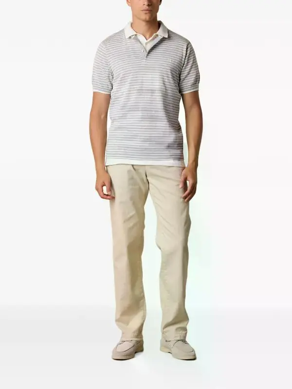 Brooks Brothers Logo-embroidered Striped Polo Shirt - Grey
