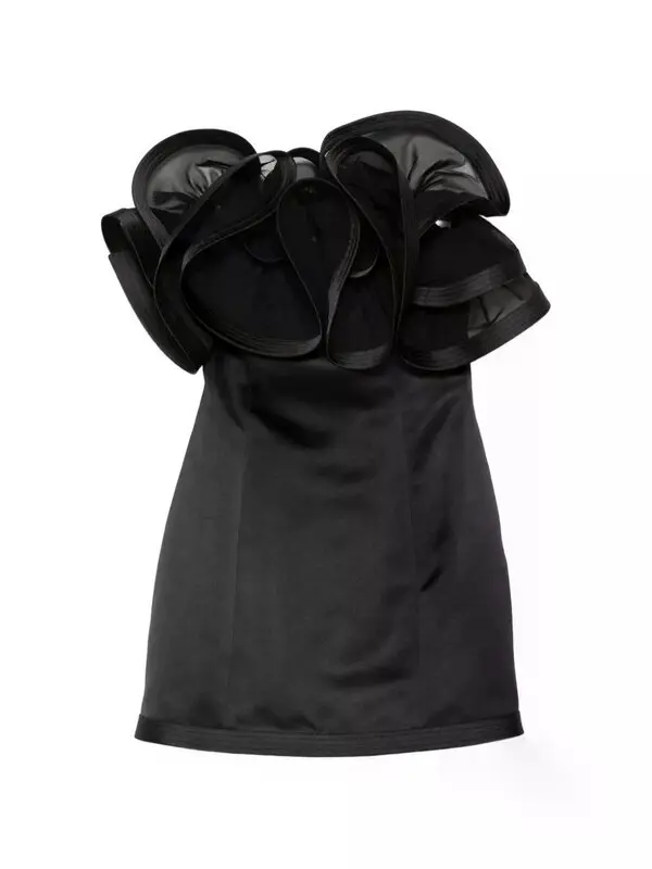 Elisabetta Franchi Duchess Satin Mini Dress With Maxi Ruffles