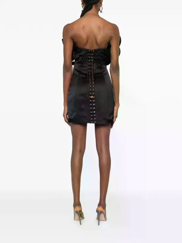 Elisabetta Franchi Duchess Satin Mini Dress With Maxi Ruffles