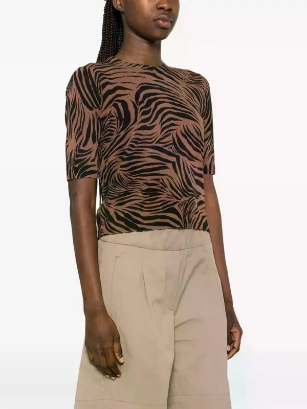 Max Mara Zebra-print Knitted Top - Brown