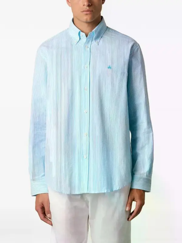 Brooks Brothers Logo-embroidered Button-down Shirt - Blue