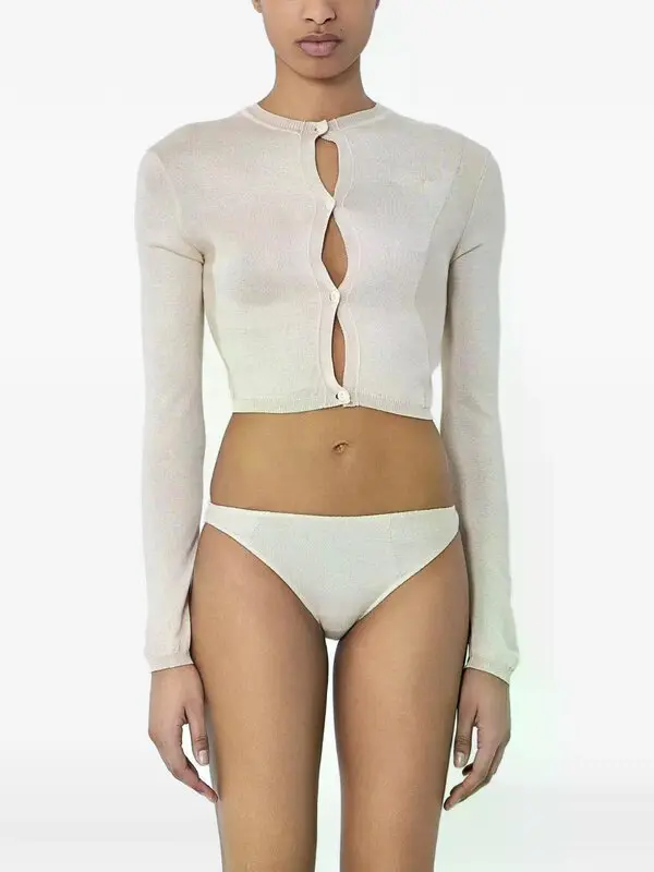 SKIN SERIES Button Cropped Cardigan - Neutrals