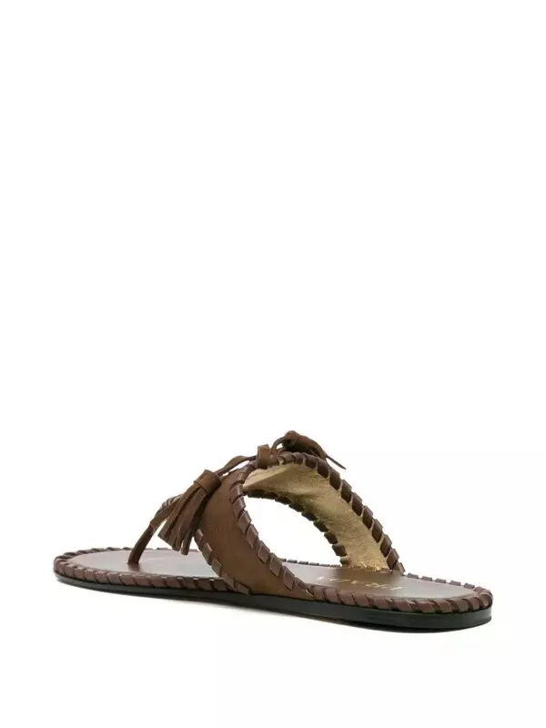 Prada Whipstitch Tassel Thong Sandals