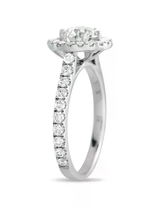LB EXCLUSIVE 14k White Gold Diamond Halo Ring - Silver