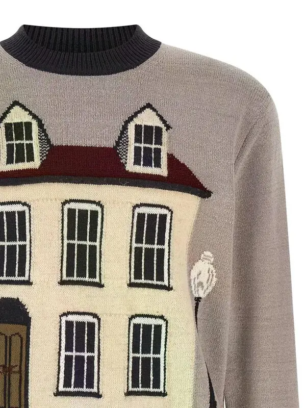 Junya Watanabe Jacquard House Motif Crew Neck Sweater - Neutrals