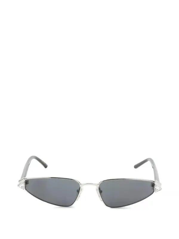 Valentino Garavani Crystal-embellished Geometric-frame Sunglasses - Silver