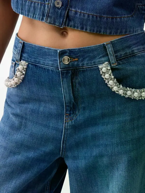 Liu Jo Flared Jeans With Bejewelled Appliqués
