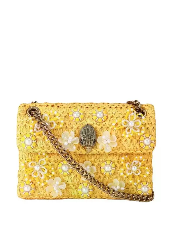 Kurt Geiger Kensington Raffia Shoulder Bag With Floral Embellishment