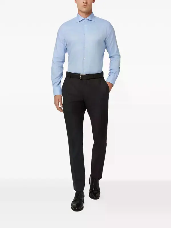 Boggi Milano Windsor-collar Dobby Shirt - Blue