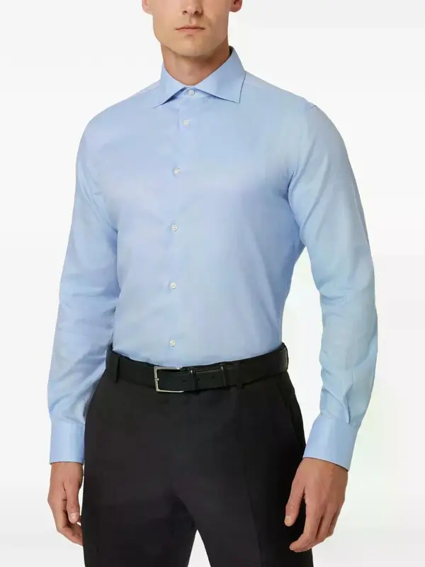 Boggi Milano Windsor-collar Dobby Shirt - Blue