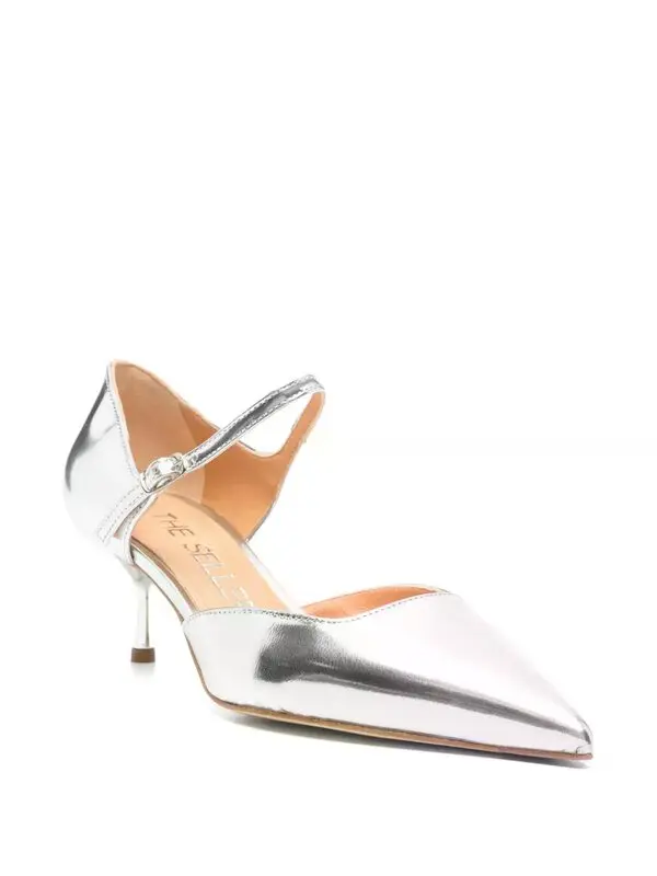 THE SELLER S Pointed Toe Buckle Fastening Leather Pumps