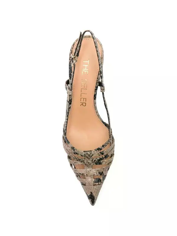 THE SELLER Python-print Leather Slingback Pumps