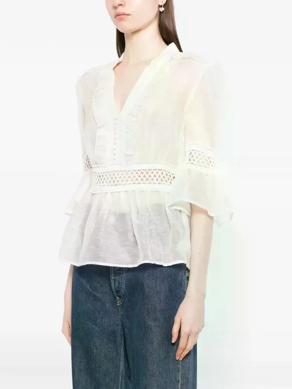 WE ARE KINDRED Ivory Peplum-hem Blouse With Three-quarter Sleeves - Neutrals