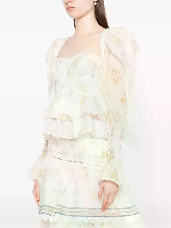 WE ARE KINDRED Floral Print Sweetheart Neck Blouse