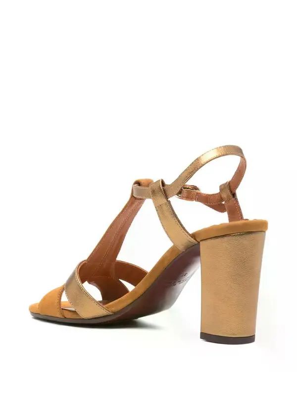 Chie Mihara Bronze Metallic T-strap Heeled Sandals