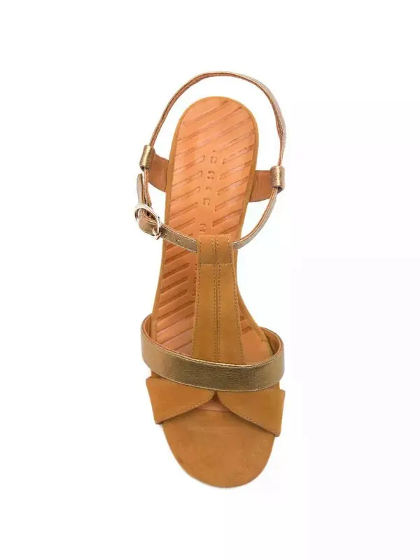 Chie Mihara Bronze Metallic T-strap Heeled Sandals