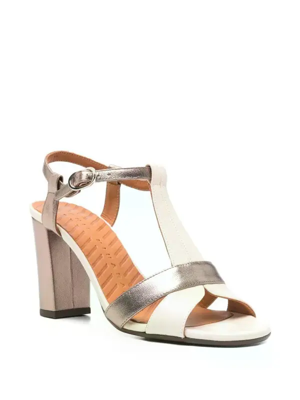 Chie Mihara Beige T-strap Block Heel Sandals