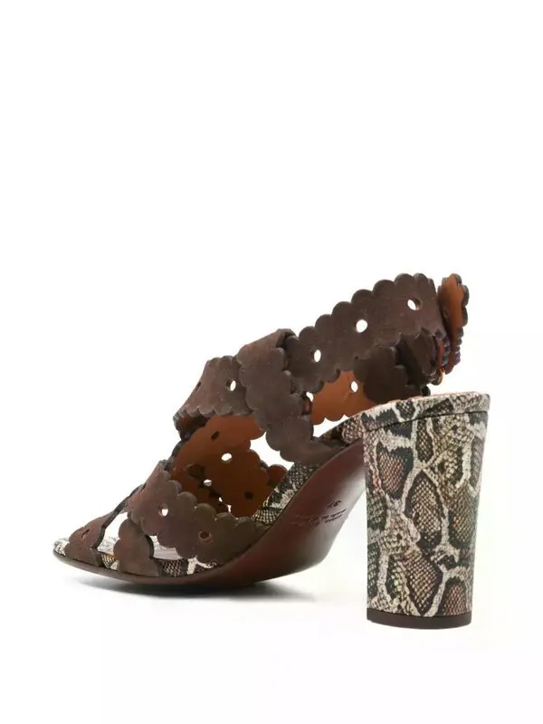 Chie Mihara Scalloped Snakeskin Print High Heel Sandals