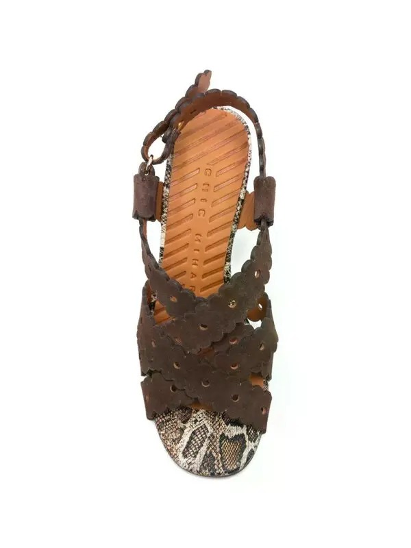 Chie Mihara Scalloped Snakeskin Print High Heel Sandals