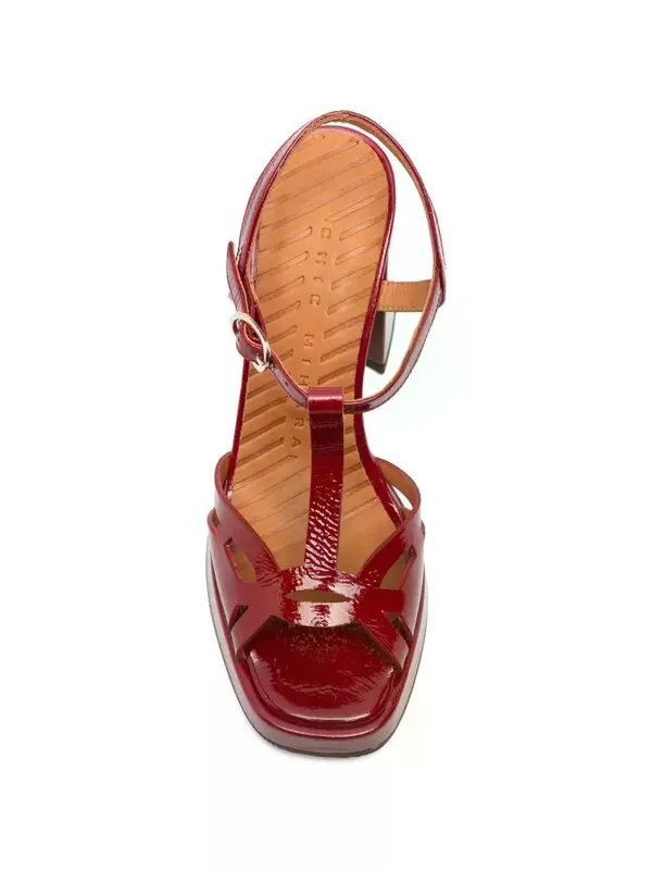 Chie Mihara T-strap Platform Block Heel Sandals - Red