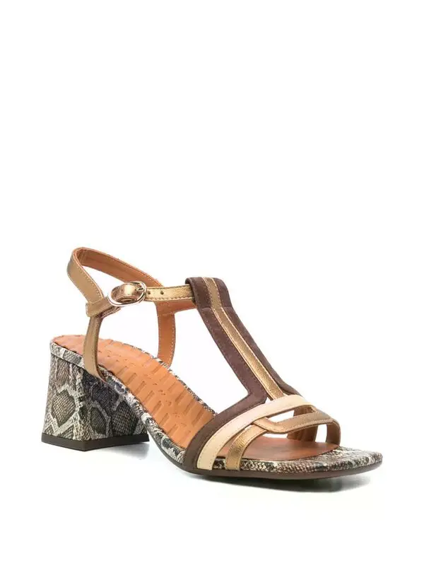 Chie Mihara T-strap Snakeskin Effect Sandals - Gold