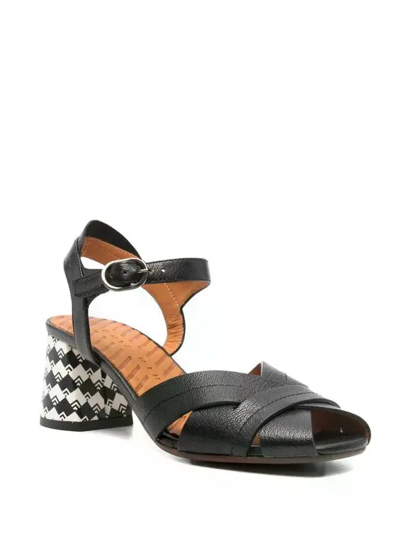 Chie Mihara Woven Geometric Heel Sandals - Black