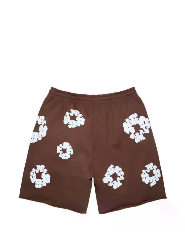 DENIM TEARS Floral Print Elasticated Waist Shorts - Brown
