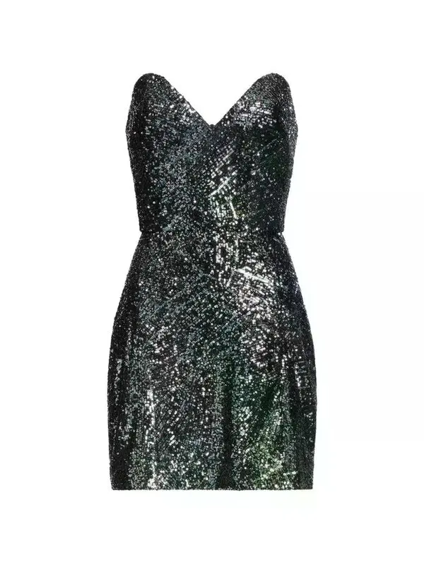 Elie Saab Embellished Sweetheart Neck Mini Dress - Black