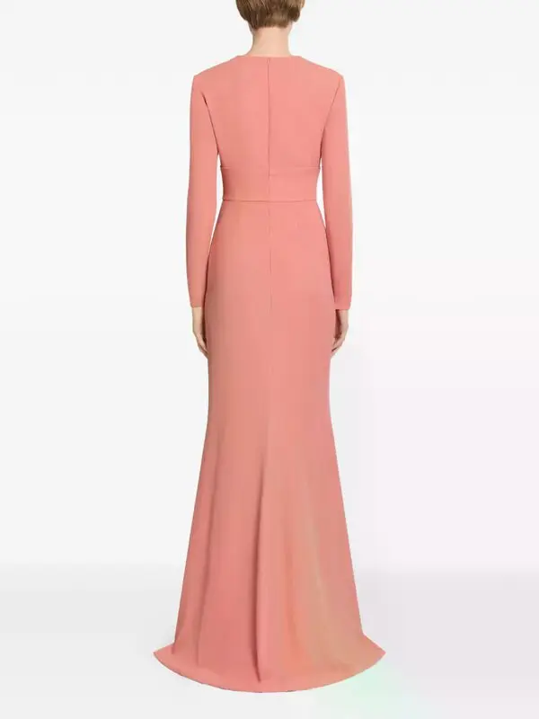 Elie Saab Maxi Dress With V-neck And Bow Detail - Pink
