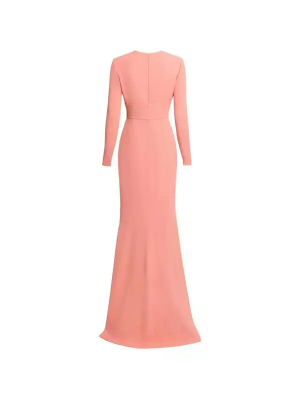 Elie Saab Maxi Dress With V-neck And Bow Detail - Pink