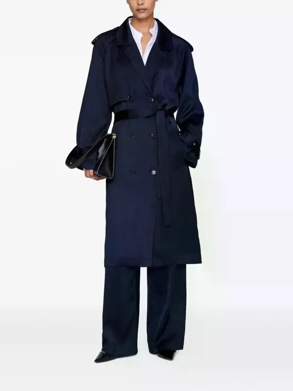 ANINE BING Ricki Maxi Trench Coat - Blue