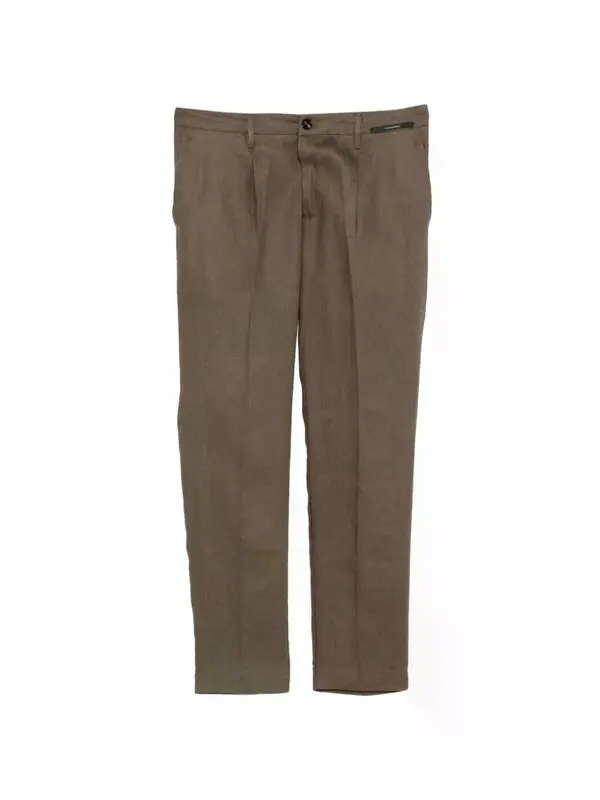 MICHAEL COAL Taupe Pleated Trousers