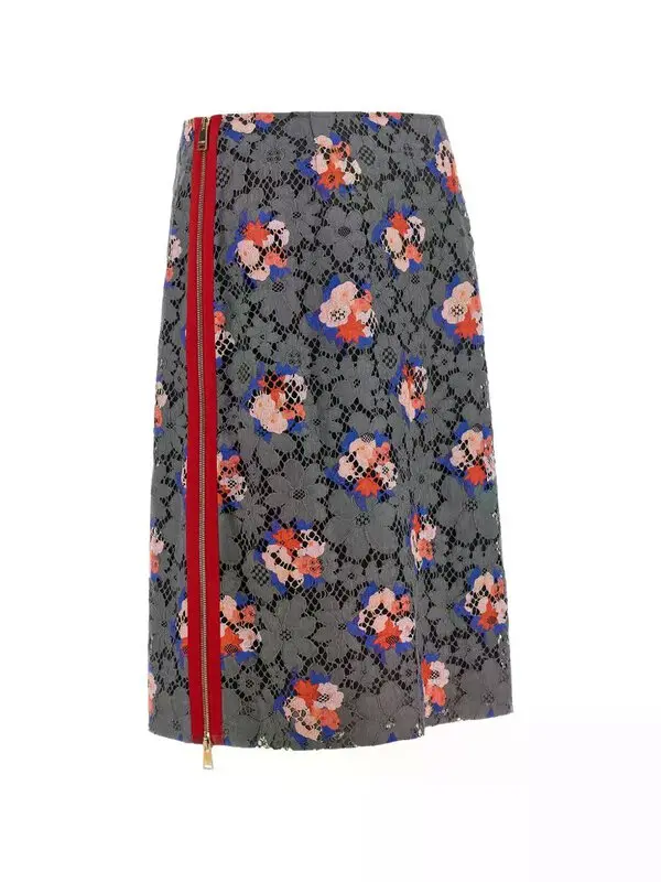 Fendi Lace Floral-pattern Midi Skirt