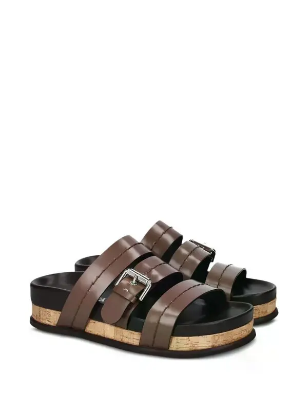 Premiata Buckled Leather Flat Platform Sandals
