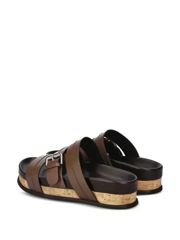 Premiata Buckled Leather Flat Platform Sandals