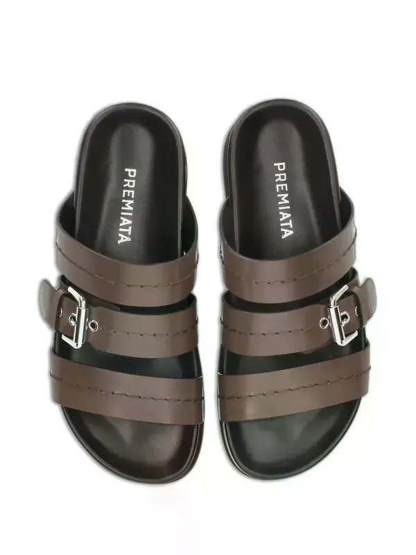 Premiata Buckled Leather Flat Platform Sandals