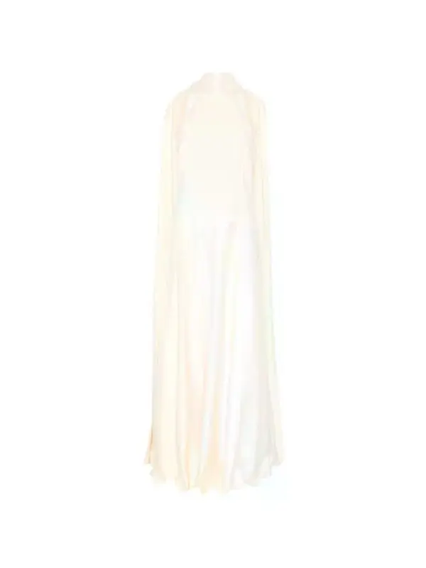 Solace London Cece Maxi Dress With Pearl Cape Detail - Neutrals