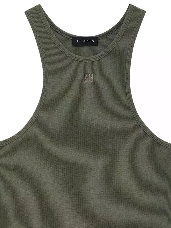 ANINE BING Cole Ribbed Tank Top - Green