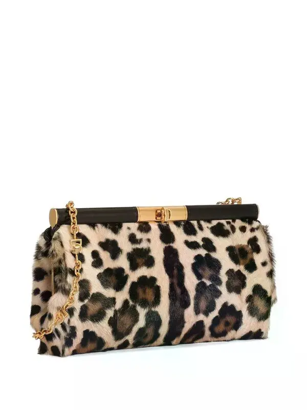 Dolce & Gabbana Marlene Leopard-print Chain Clutch Bag - Neutrals