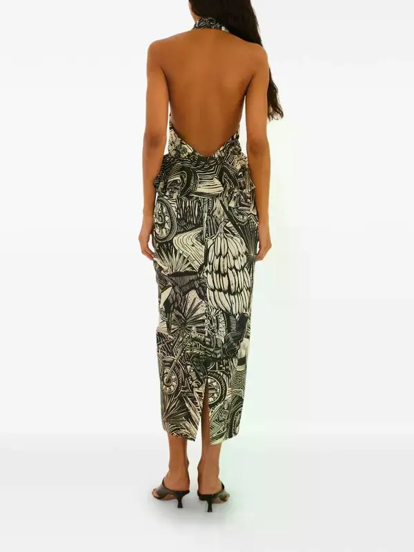 Farm Rio Graphic-print Embroidered Dress - Black