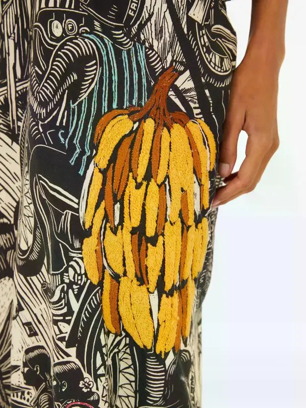 Farm Rio Graphic-print Embroidered Dress