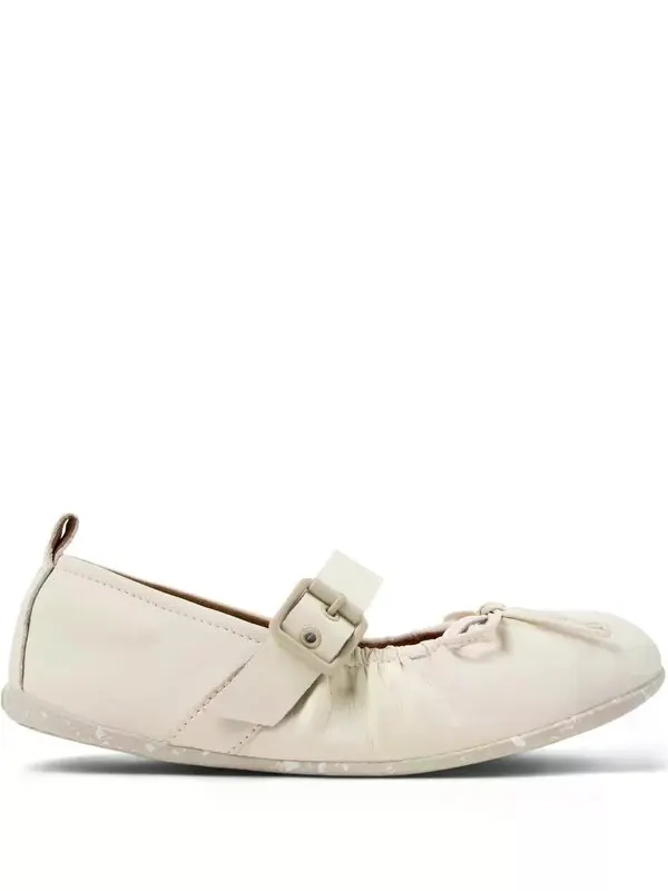 Camper Wabi Buckled Ballerinas With Bow Detailing - White