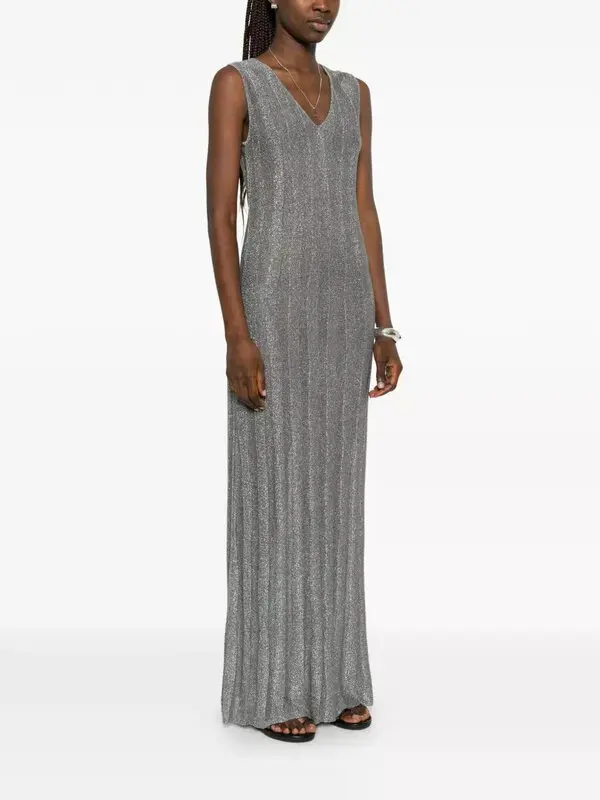 NEERA V-neck Pleated Maxi Dress