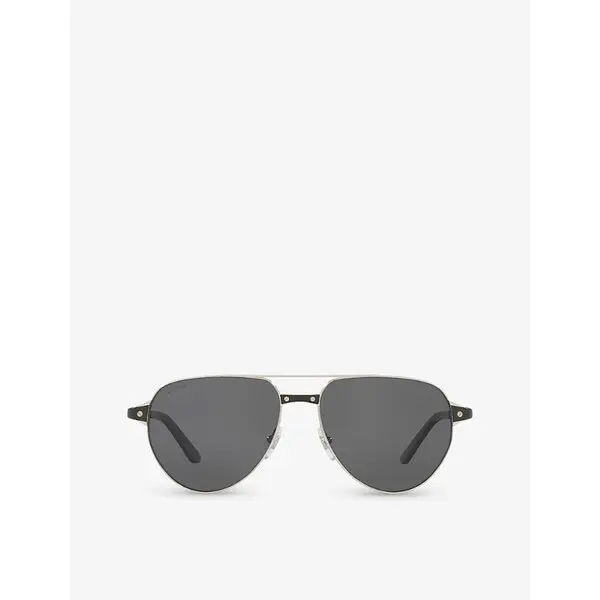 Cartier Pilot-frame Metal Sunglasses - Silver